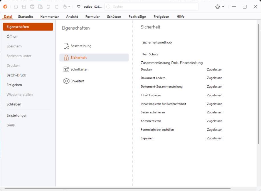 Foxit Reader: Befehl «Drucken» ist ausgegraut - pctipp.ch