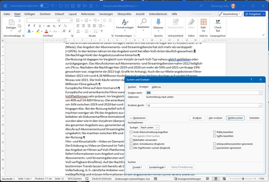 Word: Unerwünschte Absatzmarken ersetzen - pctipp.ch